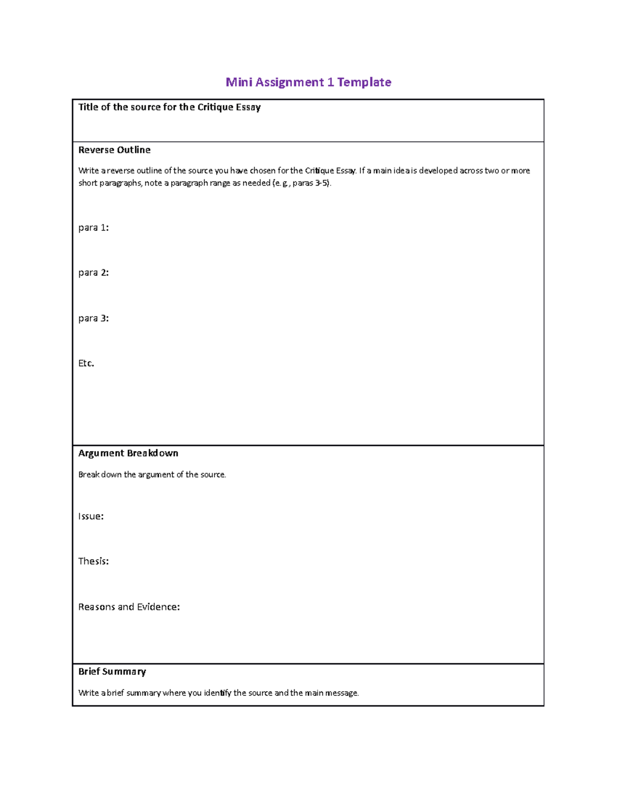 Mini Assignment 1 Template - Mini Assignment 1 Template Title of the ...