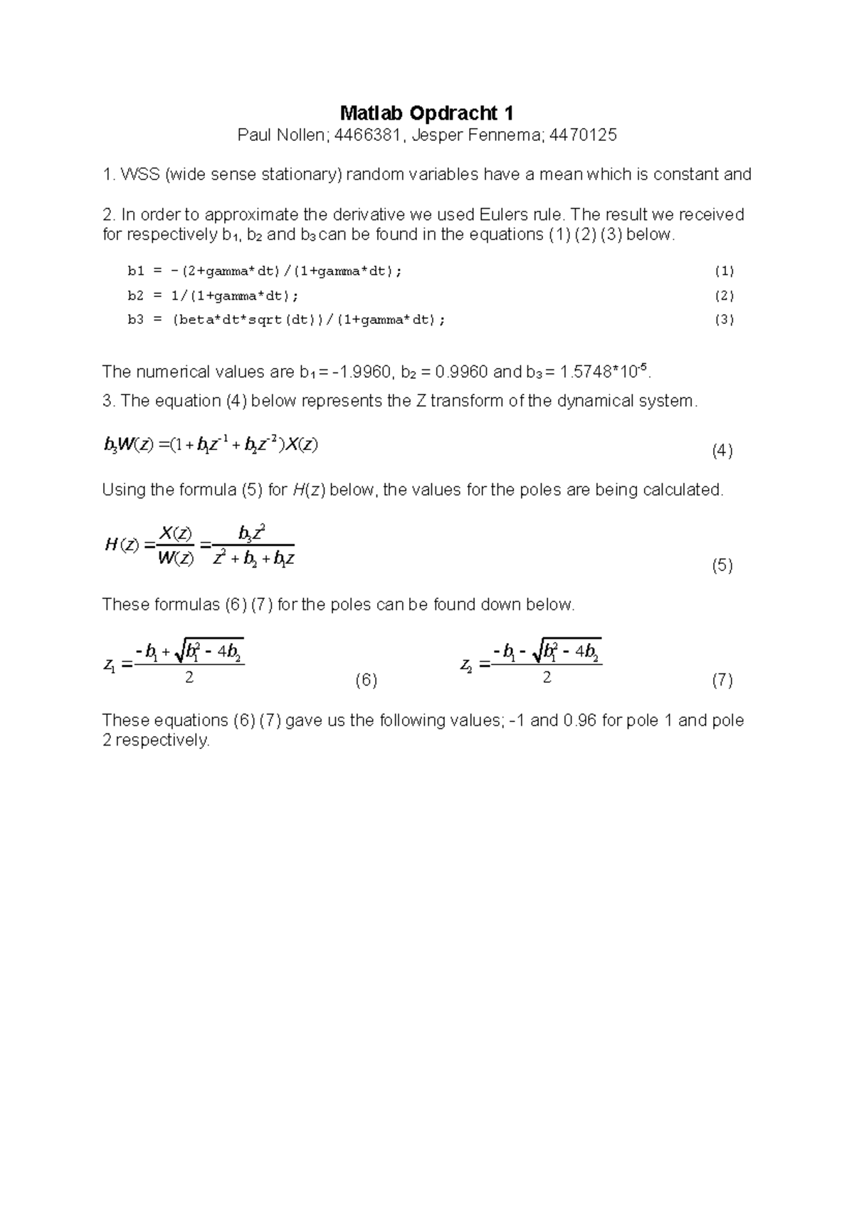 Matlab Opdracht 1 - WSS (wide sense stationary) random variables have a ...