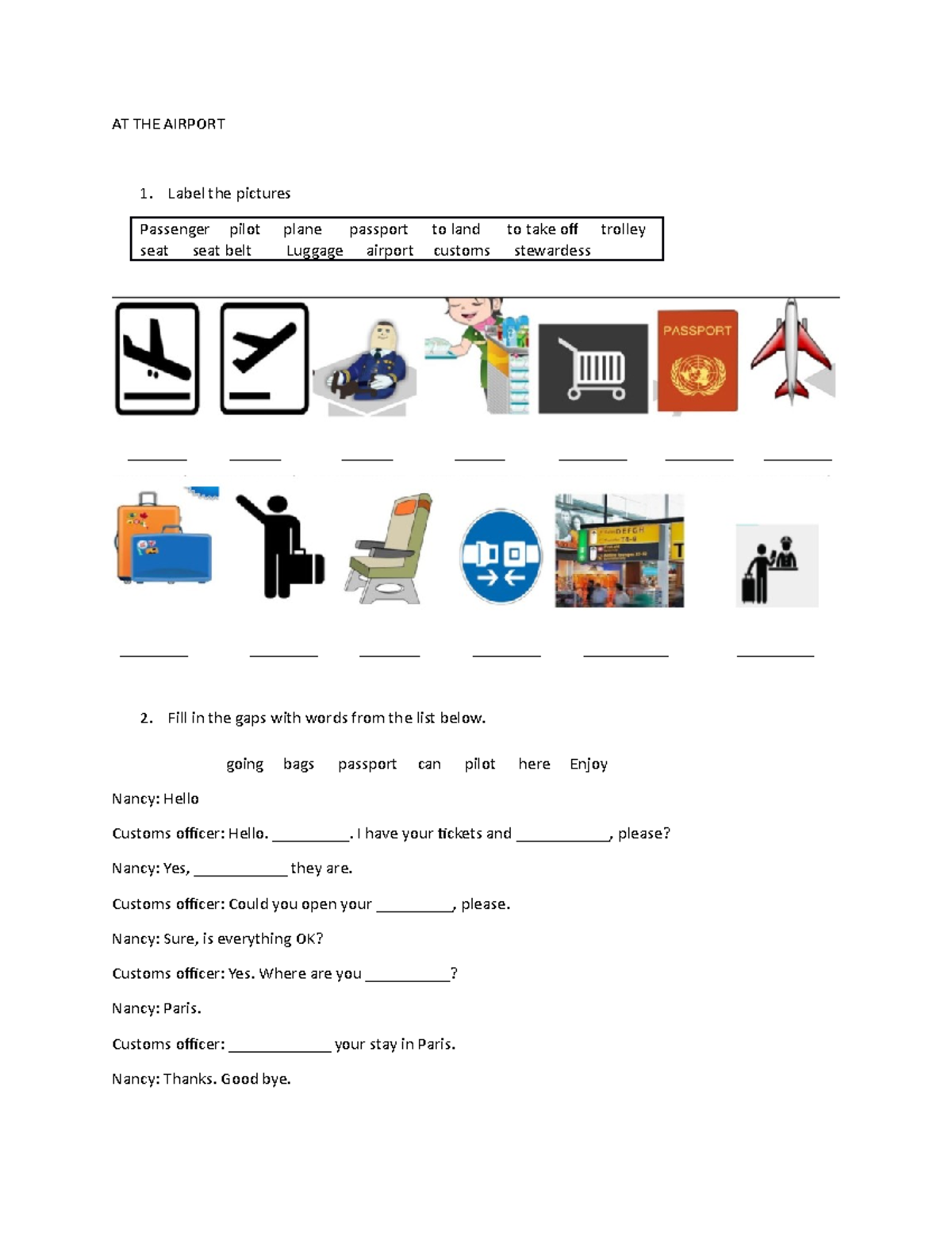 At the Airport Worksheet 5 At the Airport Worksheet 5 - AT THE AIRPORT ...