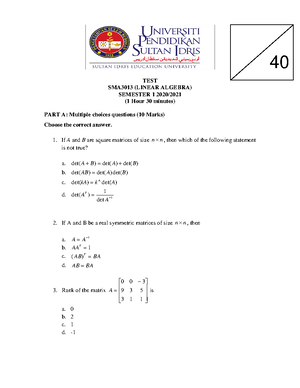 Lembaran Aktiviti - abcd - Aljabar Linear / Linear Algebra - Studocu