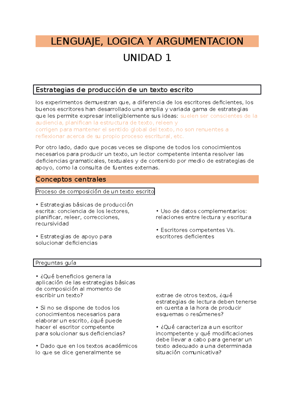 UVI 1 primer parcial virtual UADE - LENGUAJE, LOGICA Y ARGUMENTACION UNIDAD 1 Estrategias de ...