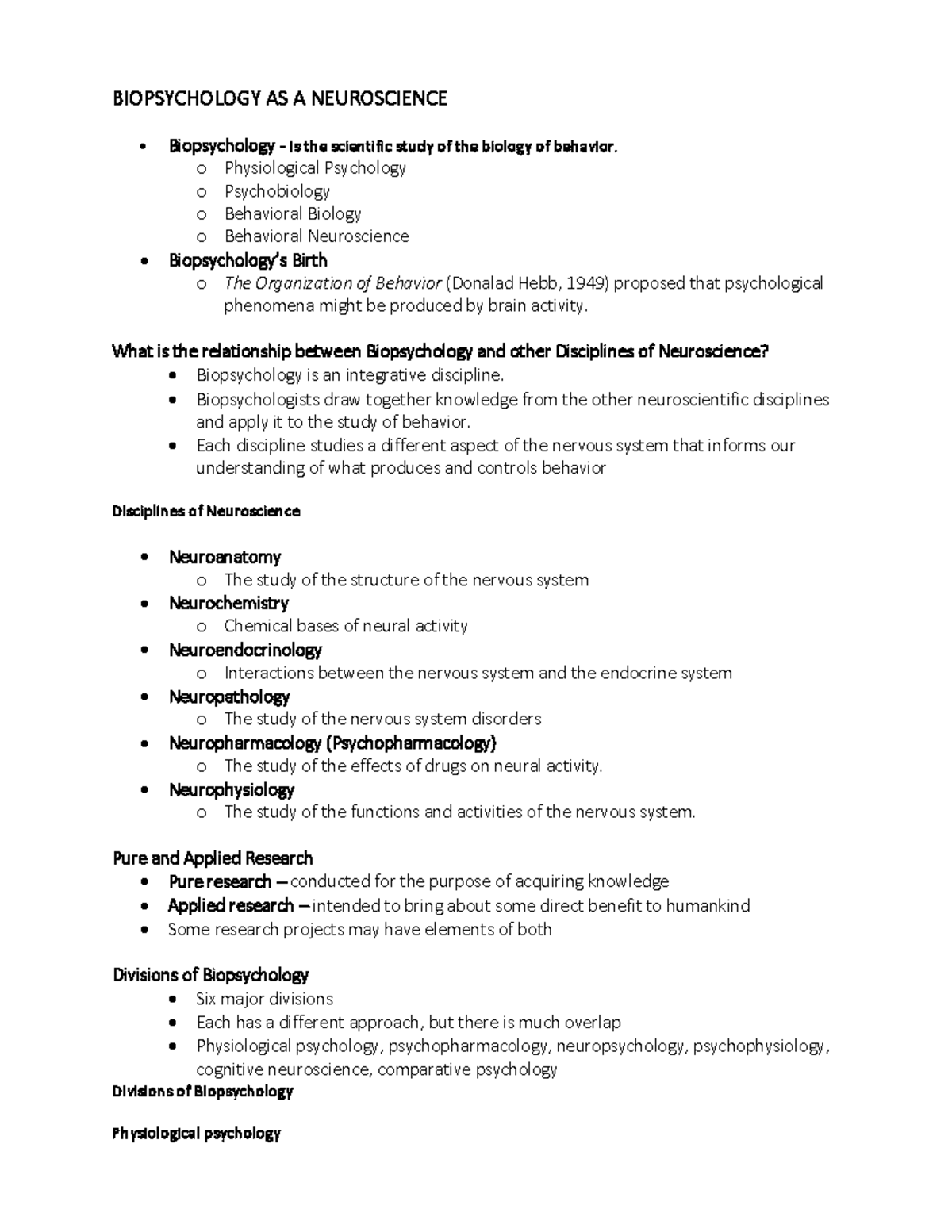 PSY-5-Physiological Biological-Psychology-Handouts - BIOPSYCHOLOGY AS A ...