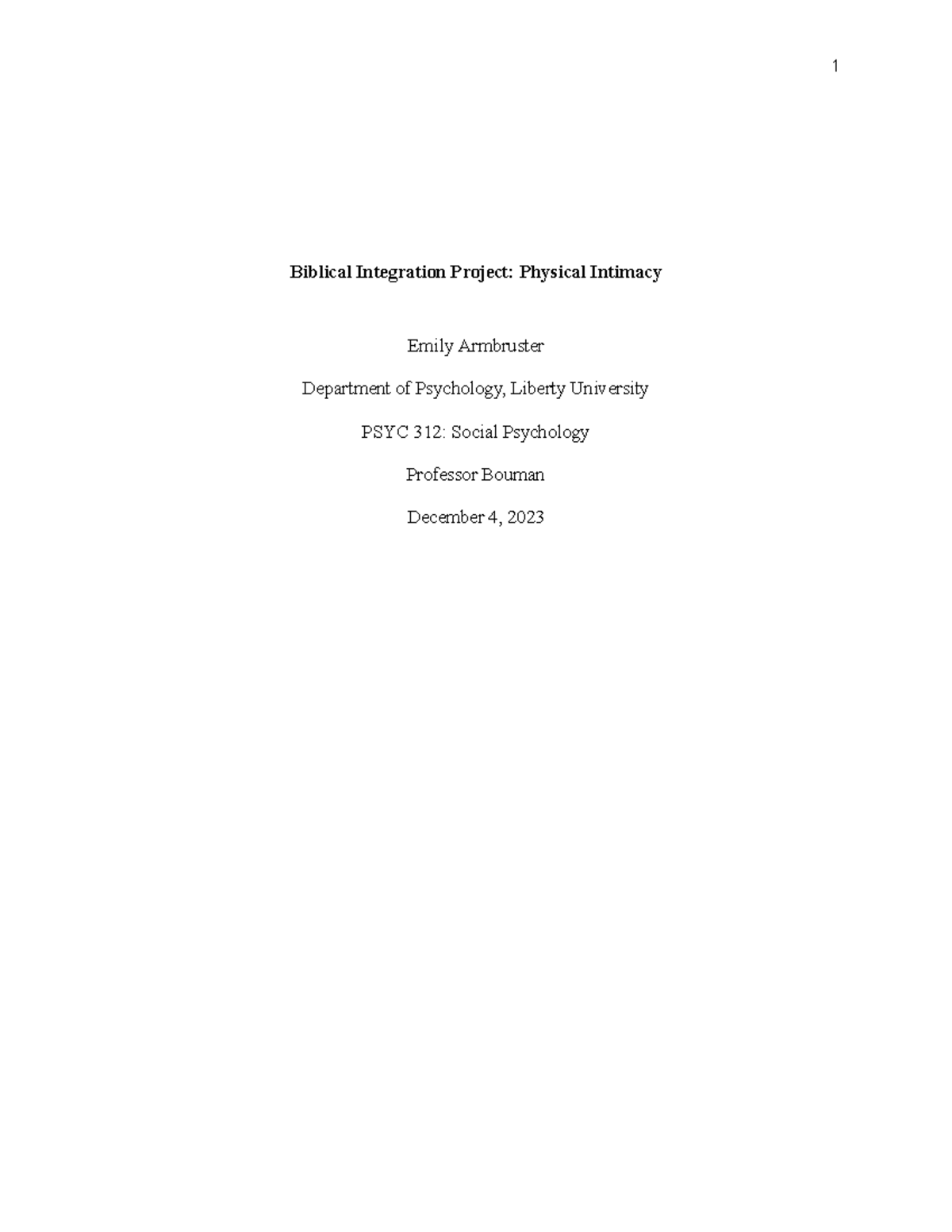 Biblical Integration Project EEA - Biblical Integration Project ...