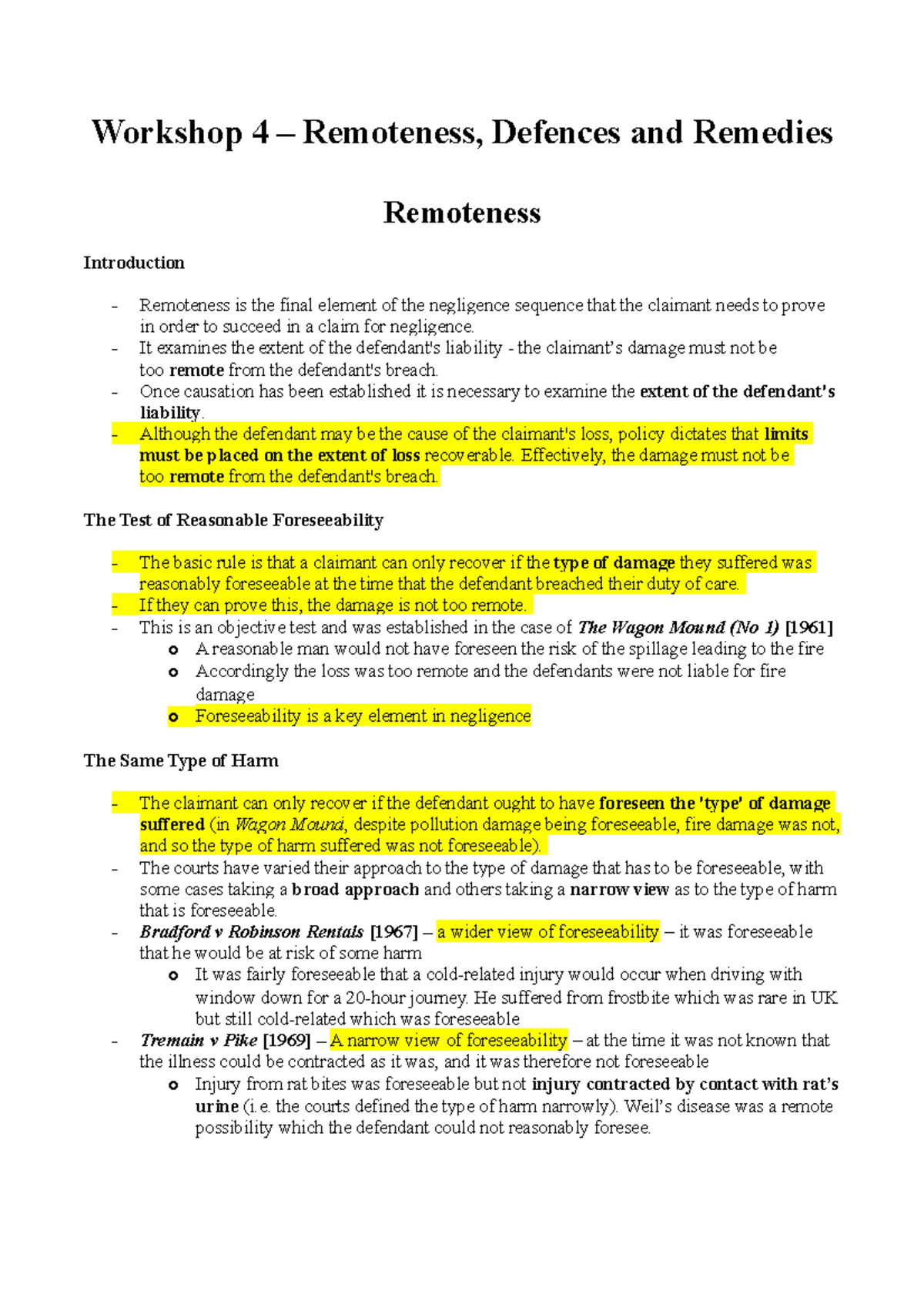 Workshop 4 Prepare Materials - Workshop 4 – Remoteness, Defences and ...