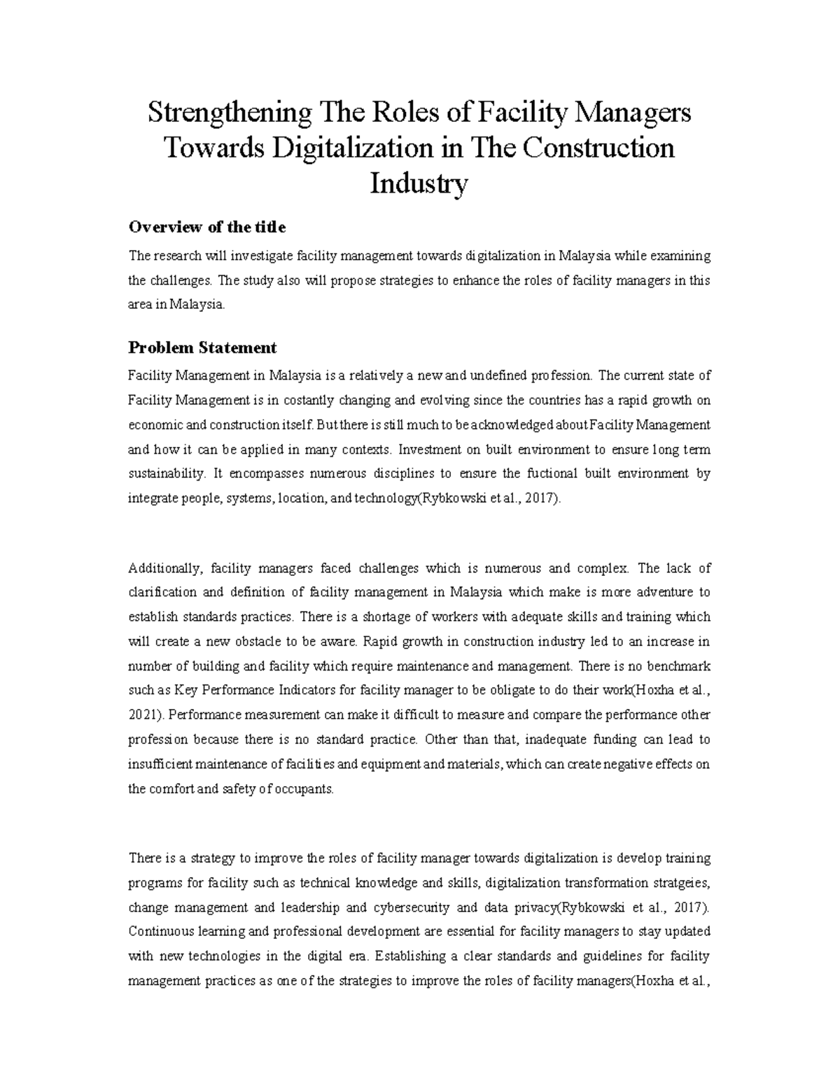 Strengthening The Roles of Facility Managers Towards Digitalization in ...
