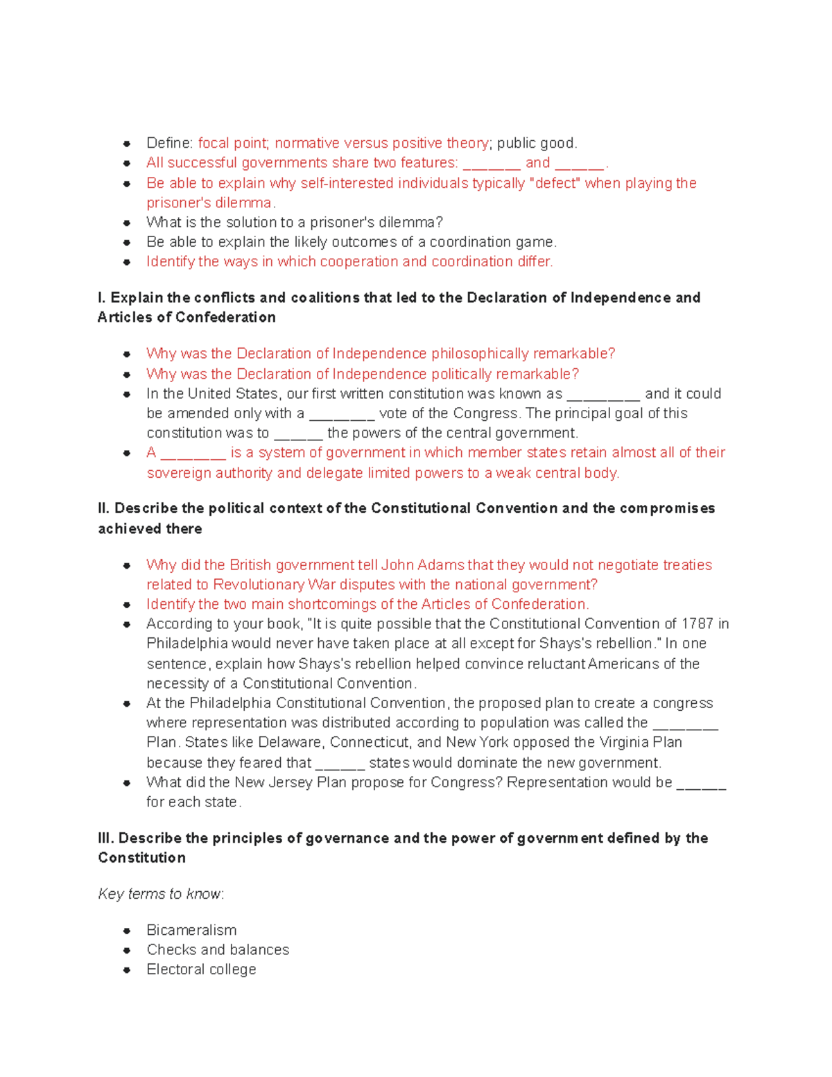 Posc notes study guide - Define: focal point; normative versus positive ...