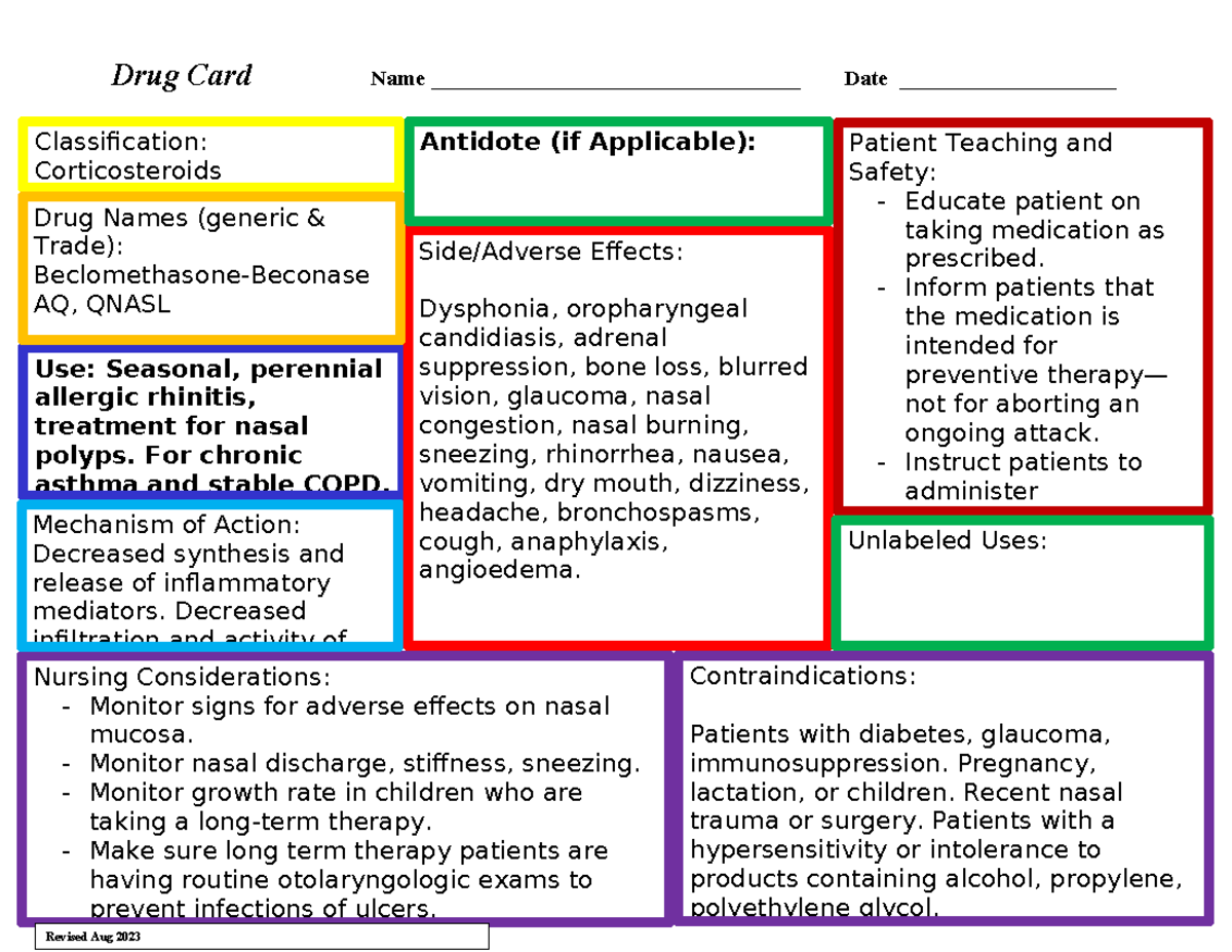 Beclomethasone - Drug Cards - Drug Card Name ...