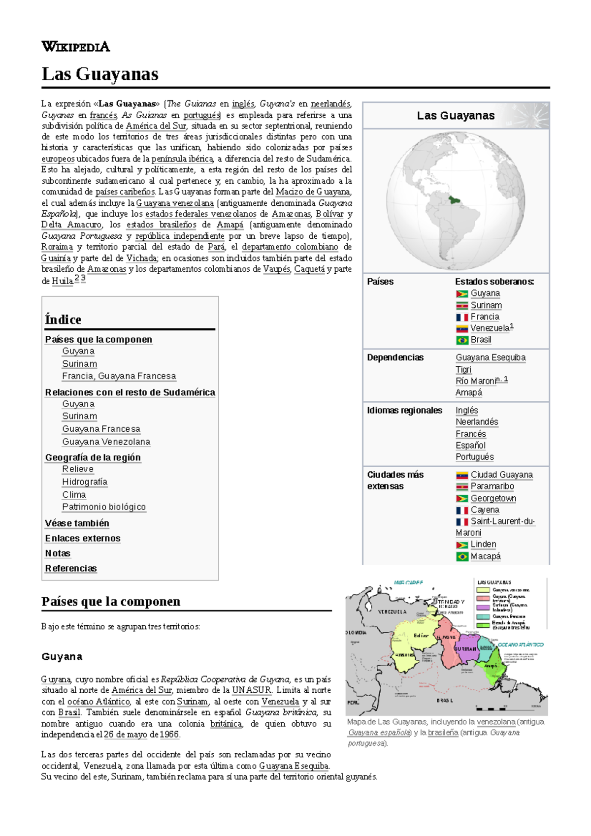 Las Guayanas - Resumen - Las Guayanas Países Estados soberanos: Guyana ...