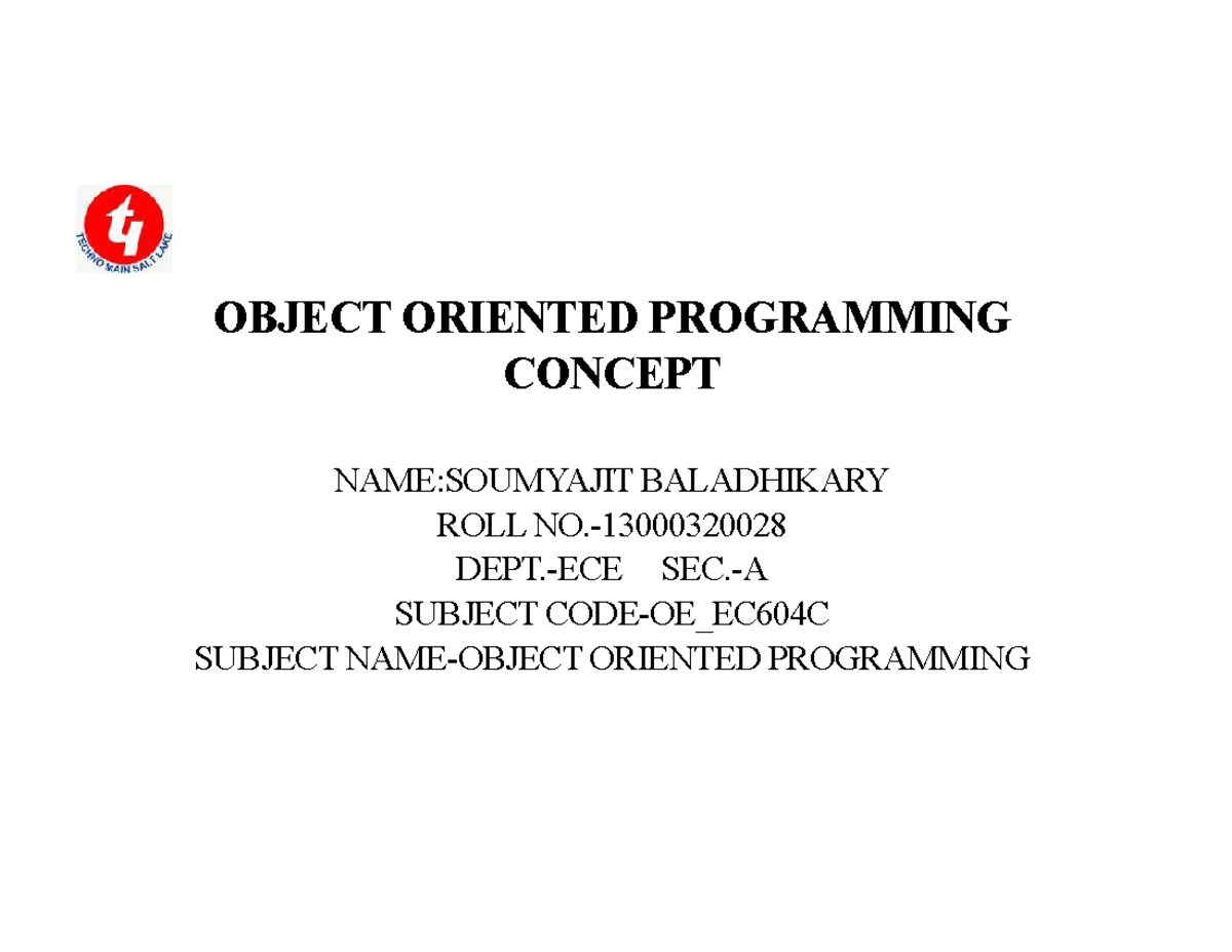 1300032002 8 Soumyajit Baladhikary - OBJECT ORIENTED PROGRAMMING ...