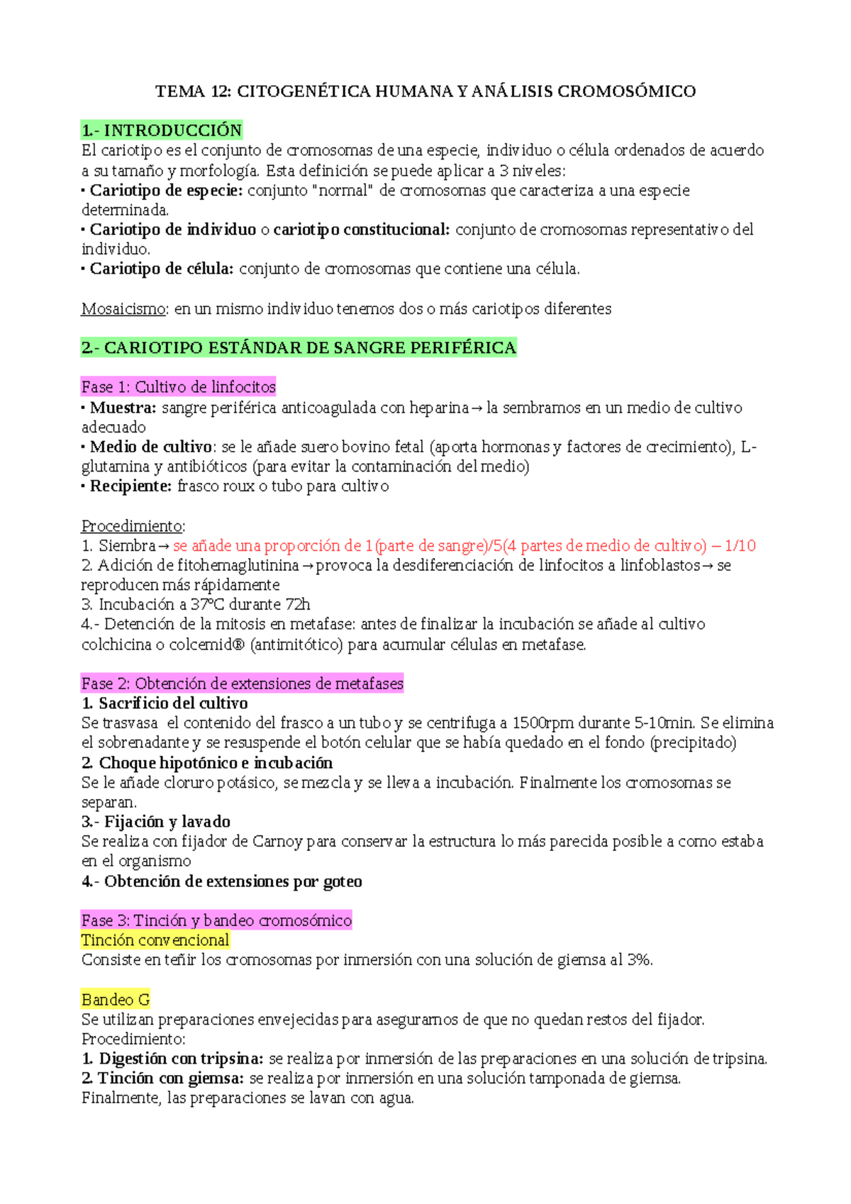 Tema 12 - Citogenética humana y análisis cromosómico - TEMA 12 ...