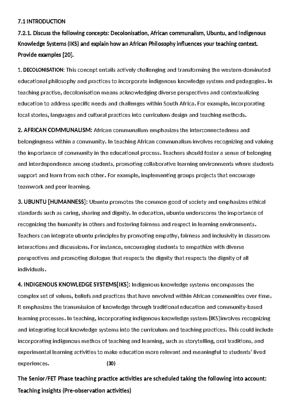 TPS2601 Answer Sheet 104834 - 7 INTRODUCTION 7.2. Discuss the following ...