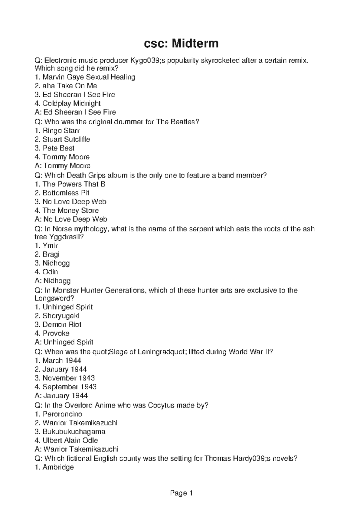 Csc Lab 7 - Notes on CS - csc: Midterm Q: Electronic music producer ...
