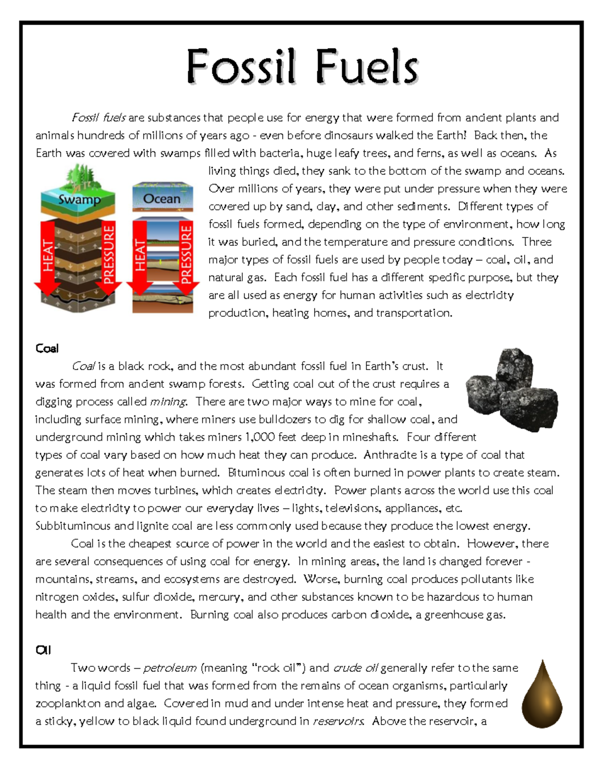 Fossil Fuels Reading - Holly Edwards Pacheco F Foossssiill FFuueellss ...
