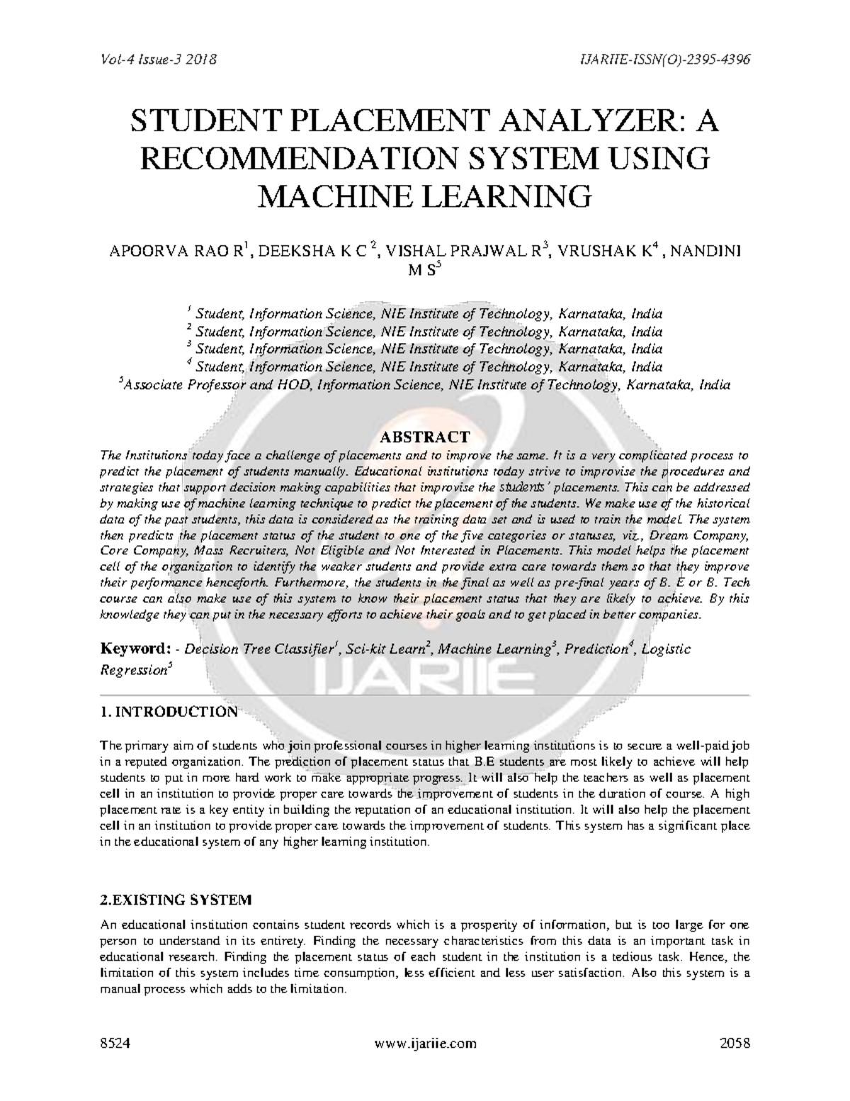 Student Placement Aanalyzer A Recommendation System Using Machine ...