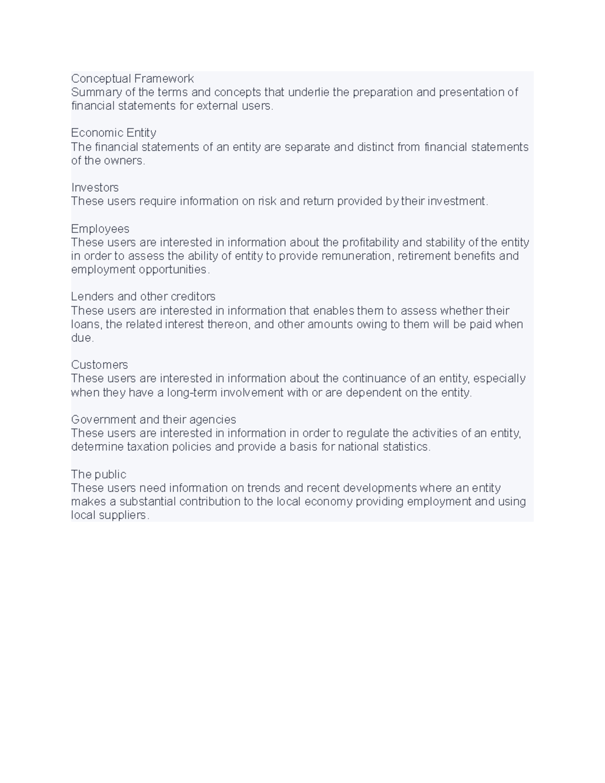 Conceptual Framework - Conceptual Framework Summary of the terms and ...