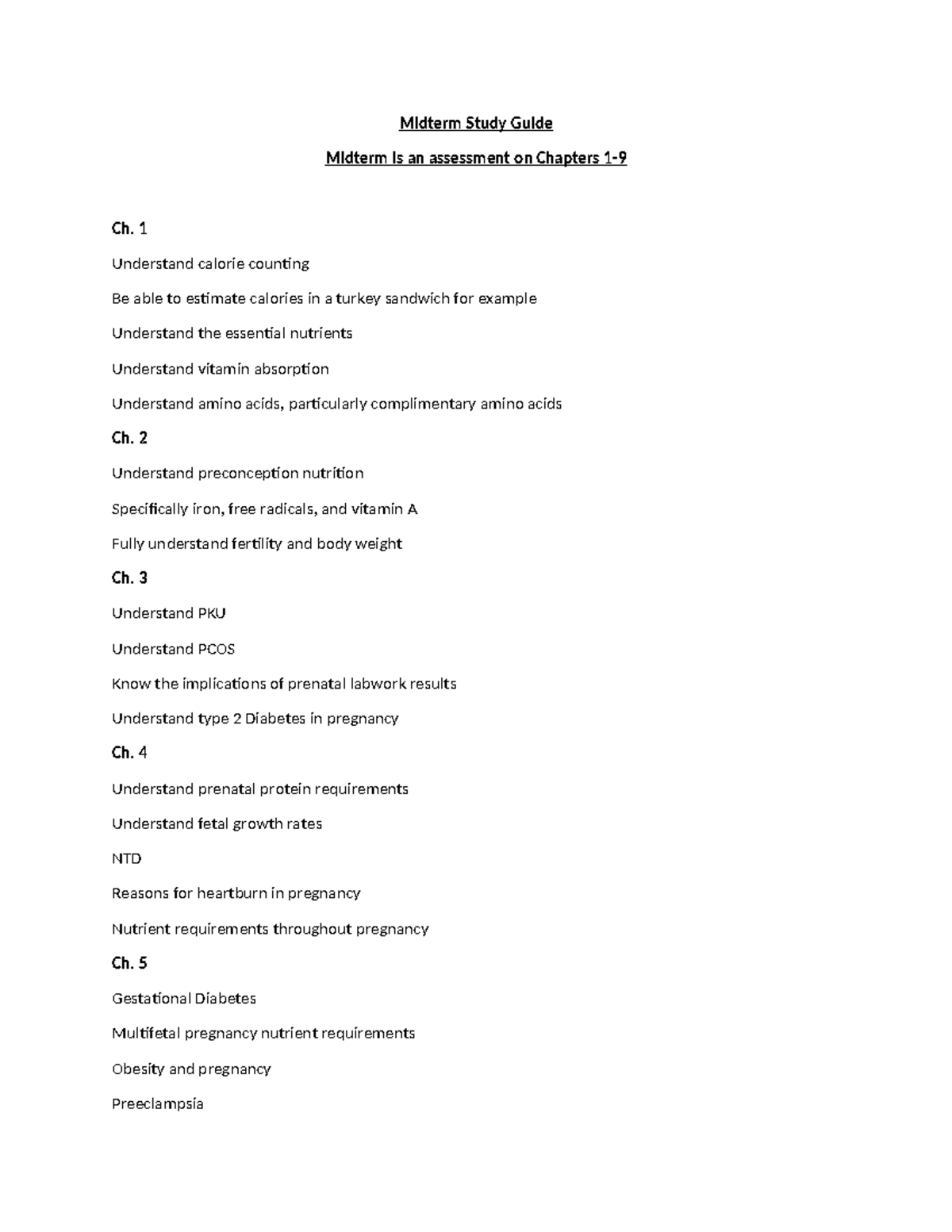 Midterm Study Guide - Midterm Study Guide Midterm is an assessment on Chapters 1- Ch. 1 ...