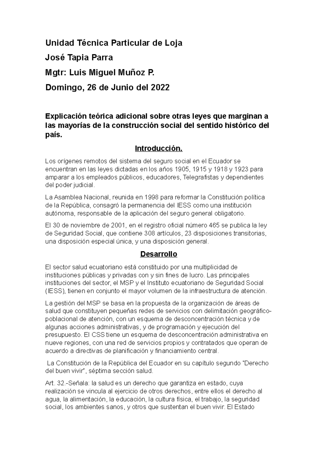 Foro - Síntesis - Unidad Técnica Particular de Loja José Tapia Parra ...