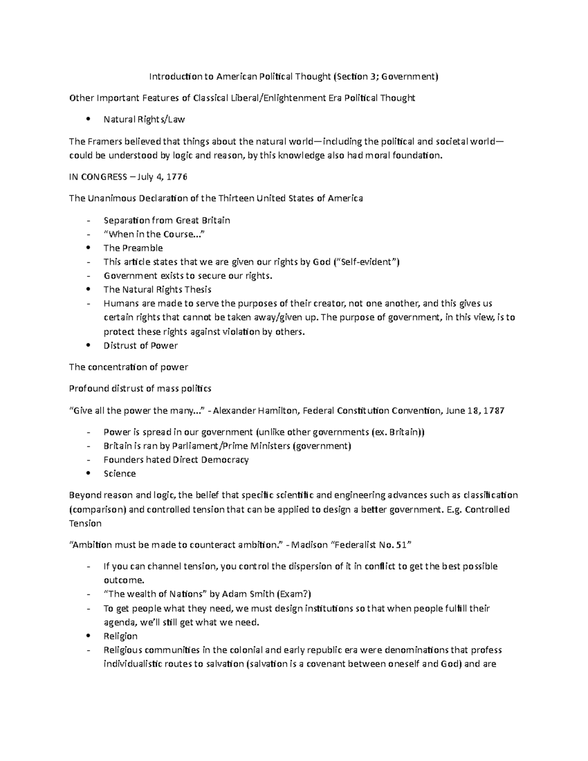 Poli Sci 1000 Aug 26 Lecture Notes - Introduction to American Political ...