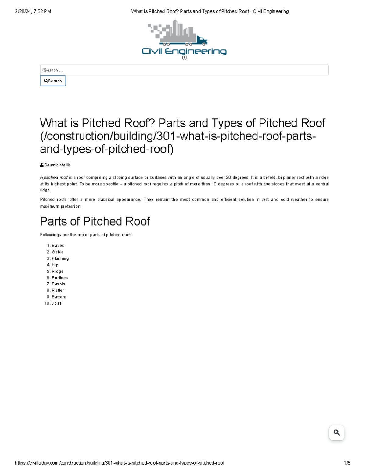 What is Pitched Roof Parts and Types of Pitched Roof - Civil ...