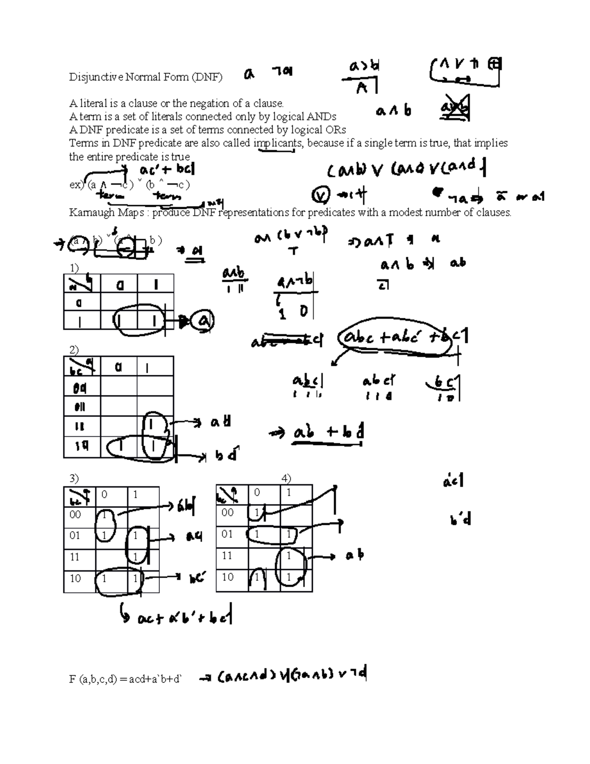 Logic coverage DNF - Disjunctive Normal Form (DNF) A literal is a ...