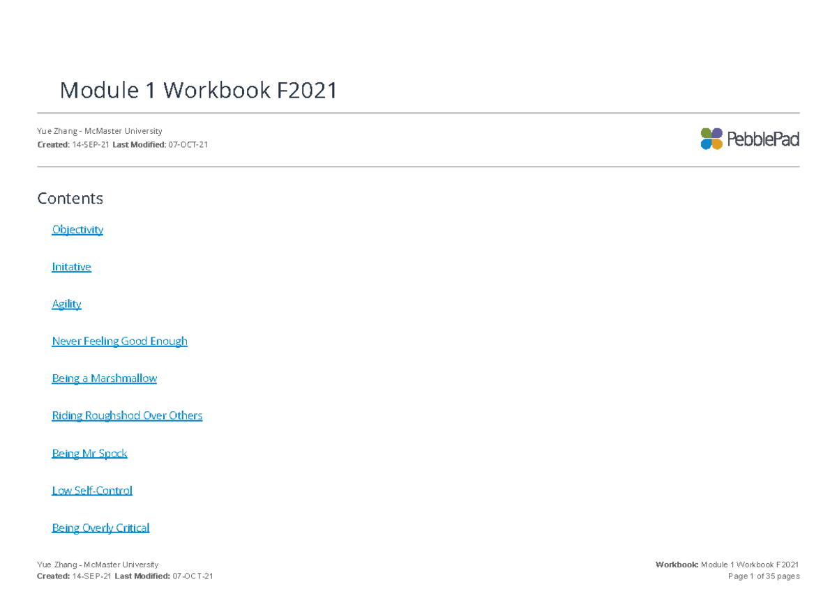 Module 1 Workbook F2021 - Module 1 Workbook F Yue Zhang - McMaster ...