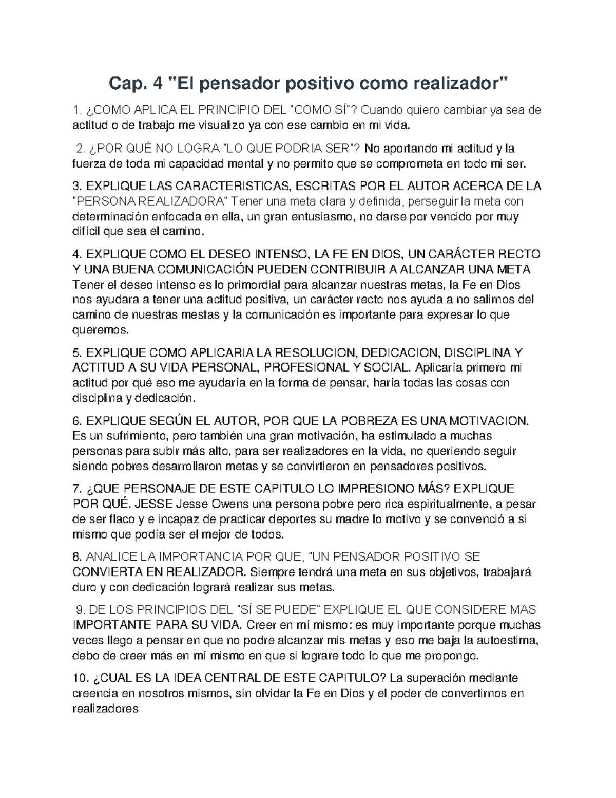 Cap. 4 El pensador positivo como realizador - Cap. 4 "El pensador positivo como - Studocu