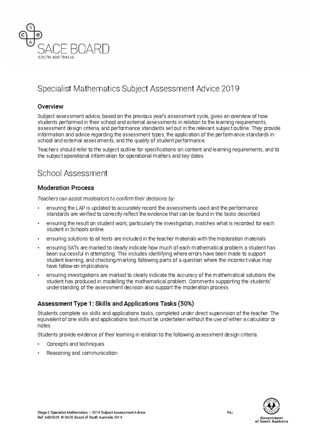 2019 Specialist Maths Subject Assessment Advice - Specialist ...