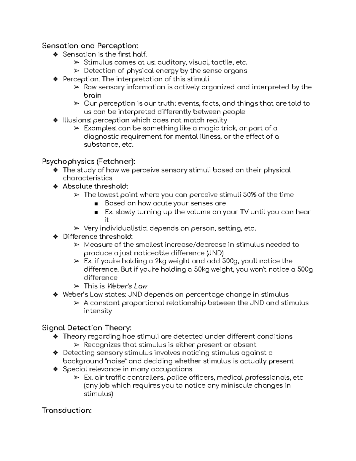 Psych (9 26 2023) Sensation and Perception (pt 1) - Sensation and ...