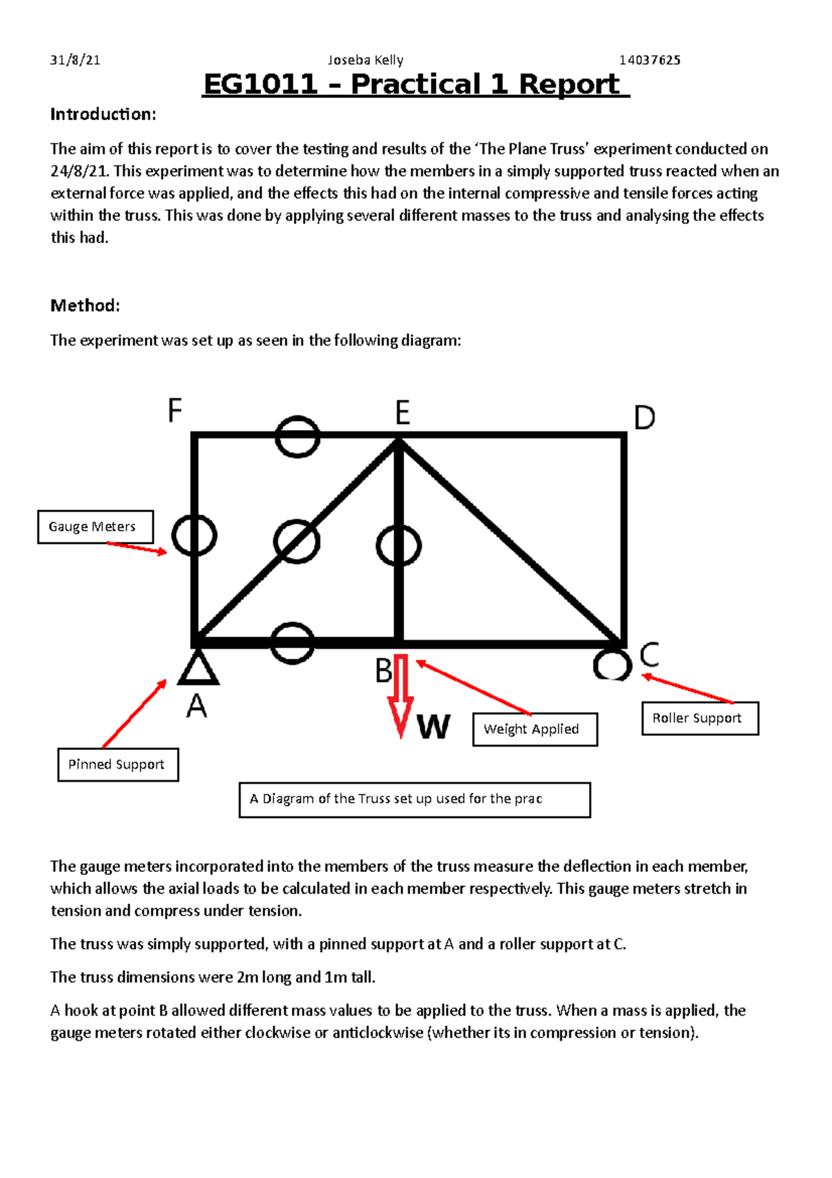 Prac 1 Report - assignment - EG1011 – Practical 1 Report Introduction ...