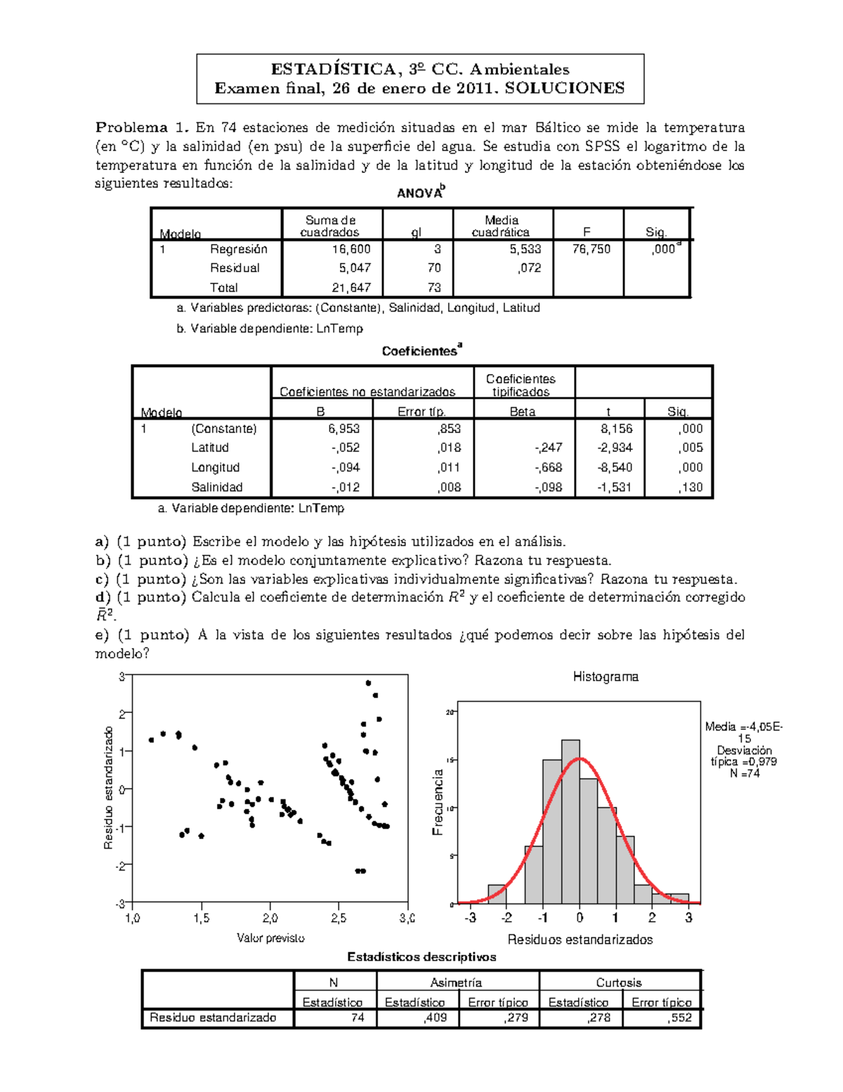 Exámen 26 enero 2011, preguntas y respuestas - Examen Resuelto - ESTAD ́ISTICA, 3oCC ...