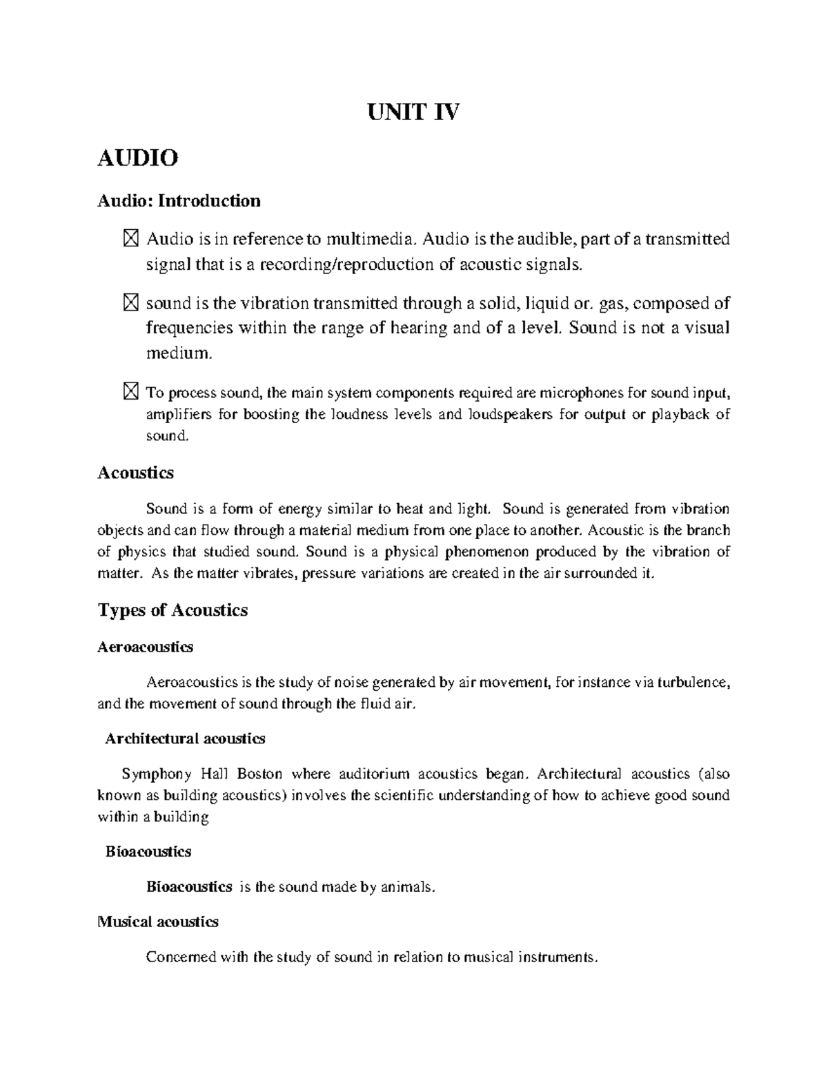 Unit IV - Audio[ 10] - graphics - UNIT IV AUDIO Audio: Introduction ...