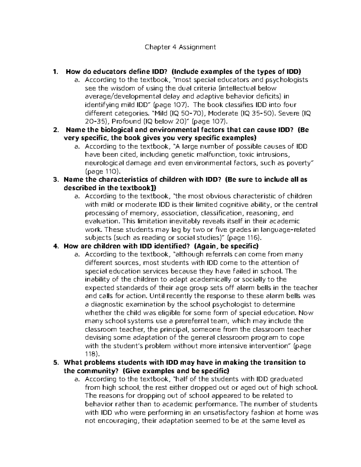 EDU 190 chapter 4 assignment - Chapter 4 Assignment How do educators ...
