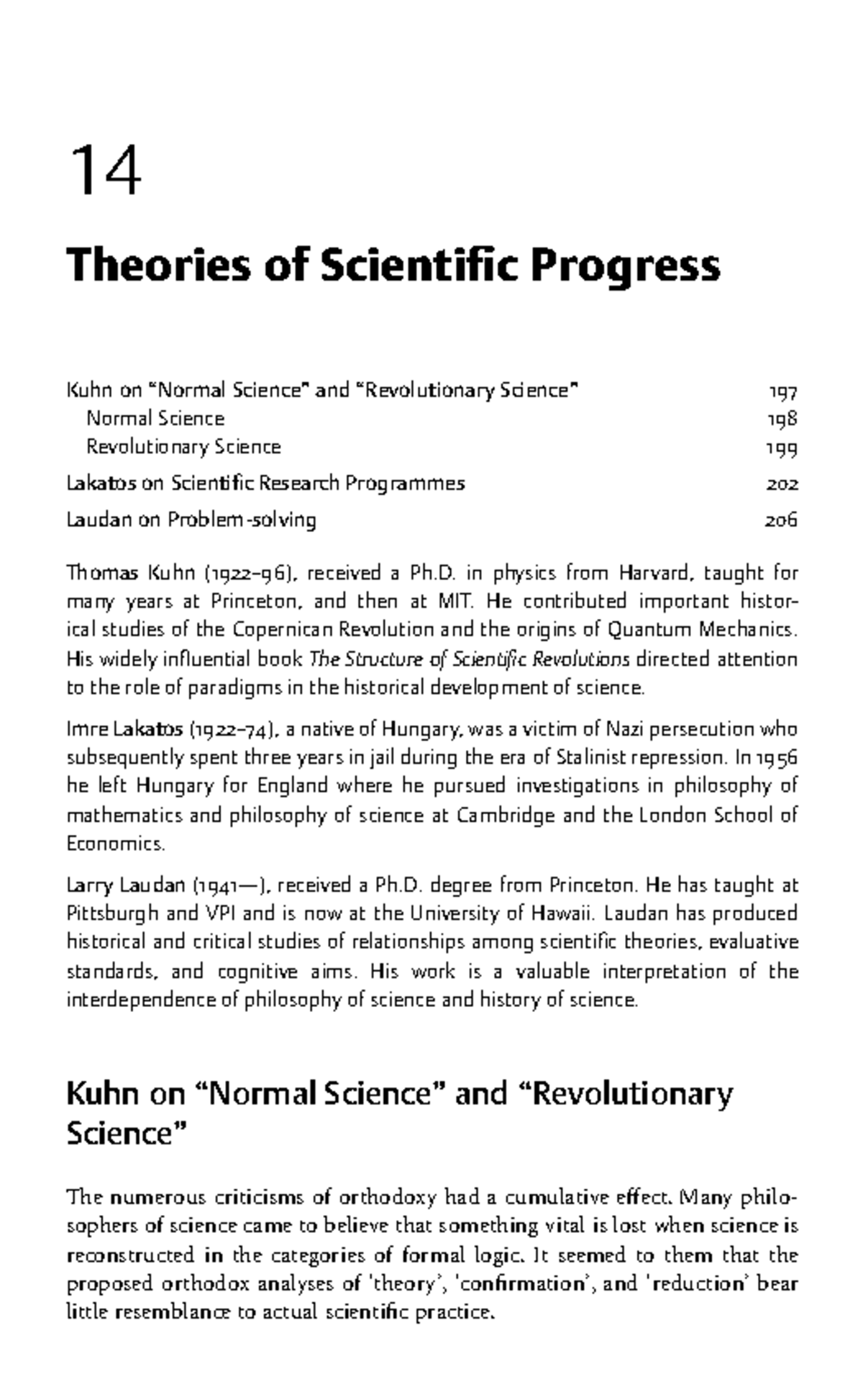 Kuhn Lakatos book - 14 Theories of Scientific Progress Kuhn on “Normal ...