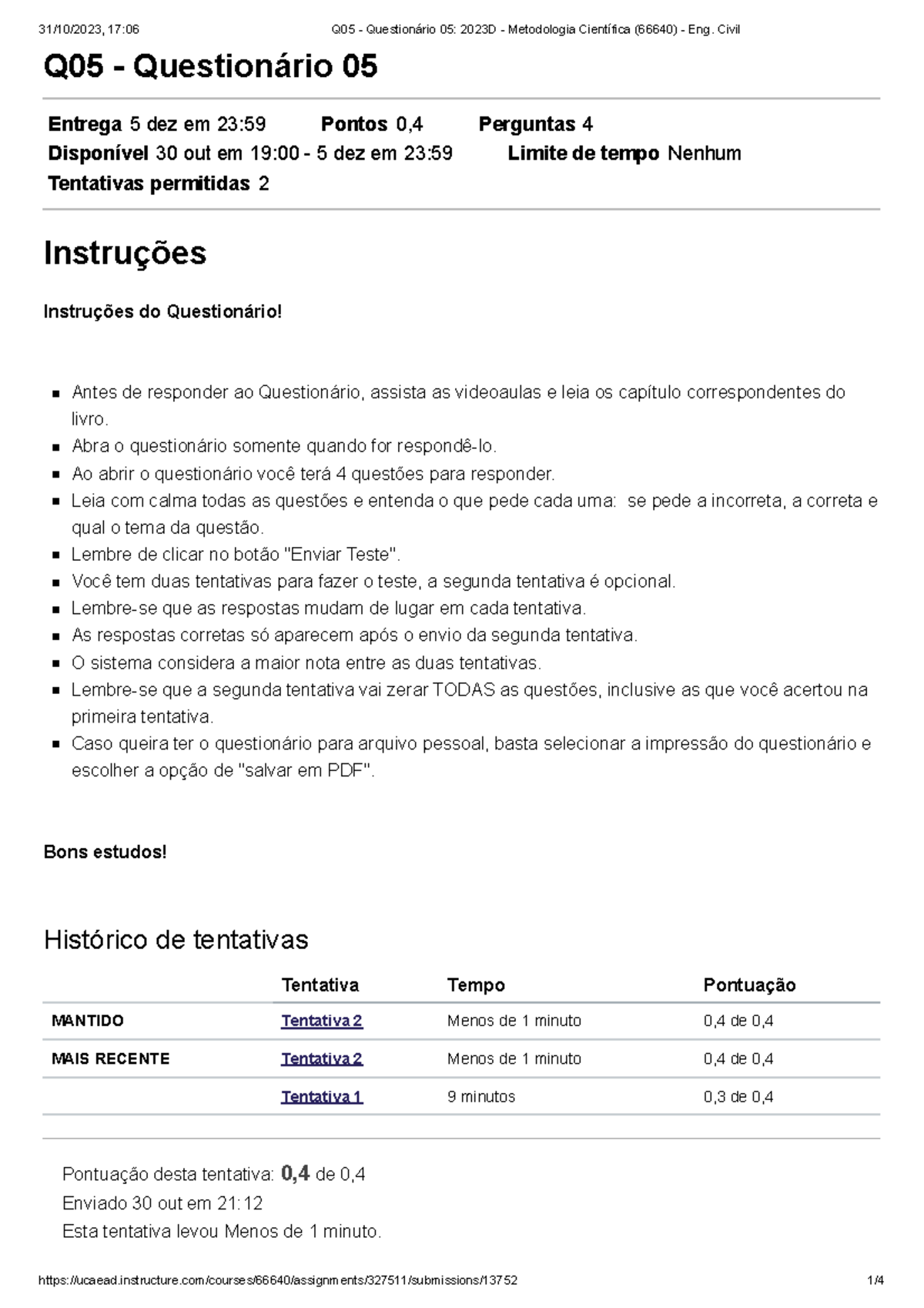 Q05 - Questionário 05 - Q05 - Questionário 05 - Q05 - Questionário 05 Entrega 5 dez em 23:59 ...
