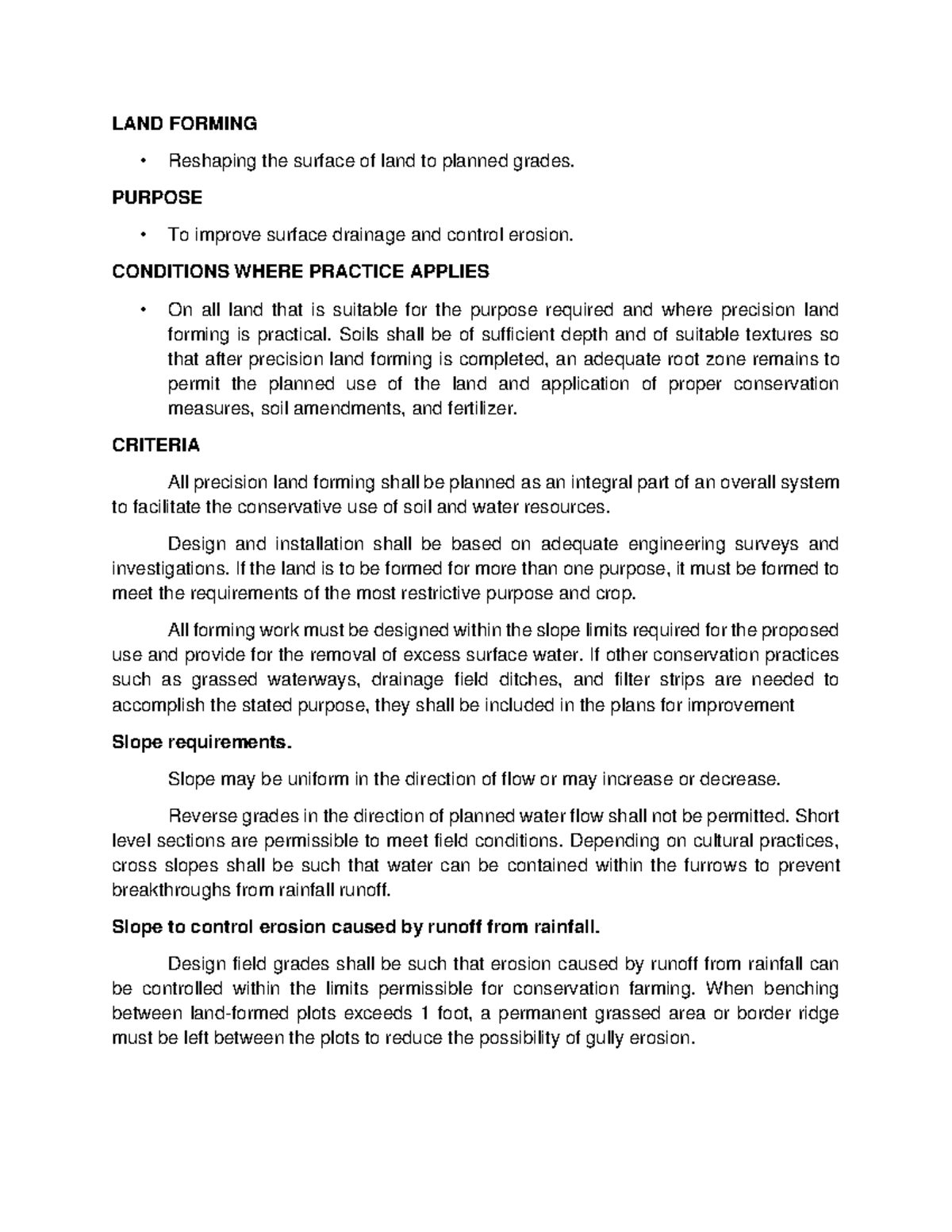 LAND Forming 082118 - LAND FORMING Reshaping the surface of land to ...