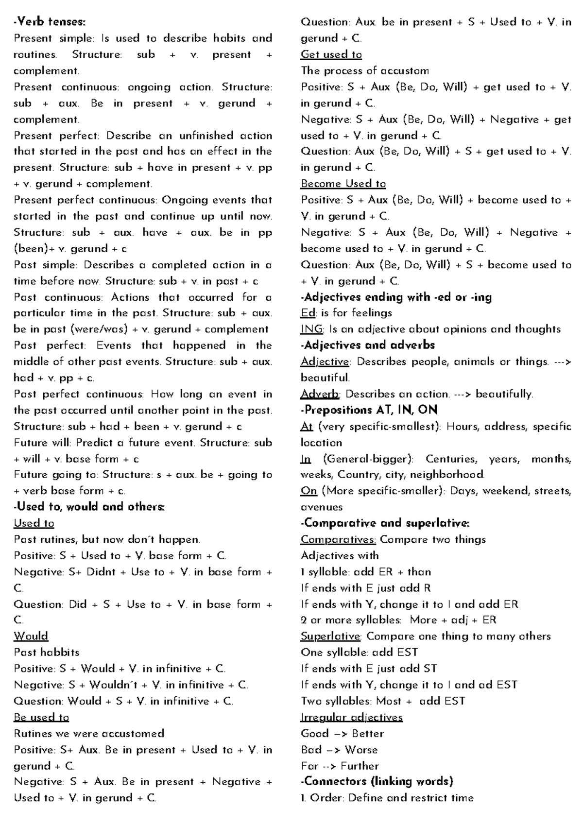 -Verb tenses Present simple Is used to describe habits and routines ...