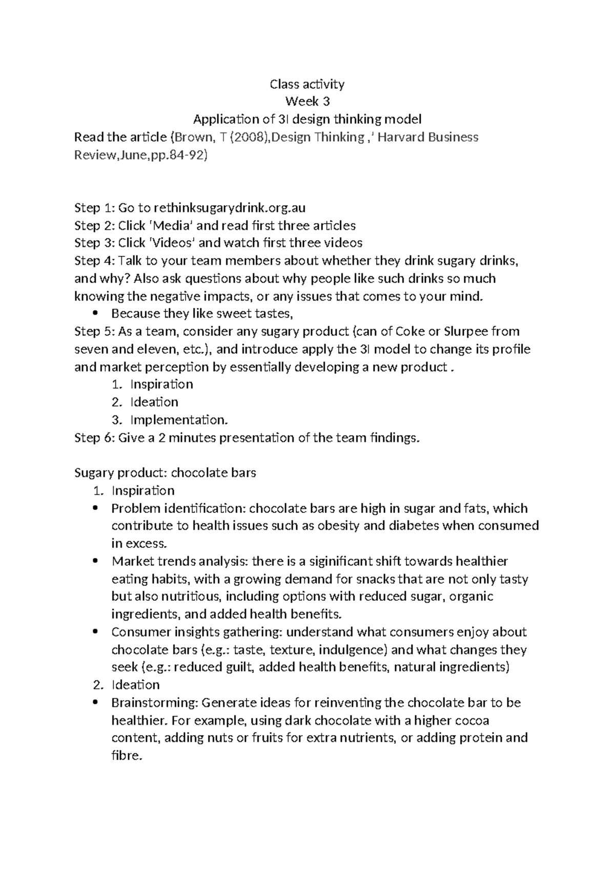 Class activity- Week 3- DT 3I Application - Class activity Week 3 ...