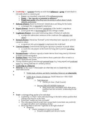 Ch.2 LDR - Chapter 2 of Leadership in Action Notes - 6 Key Leadership ...