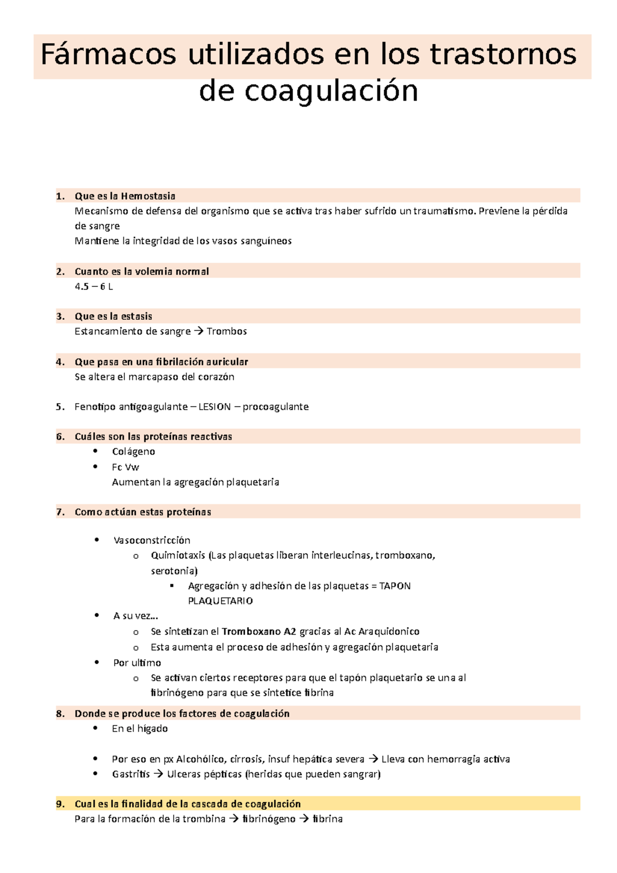 Fármacos utilizados en los trastornos de coagulación - Fármacos utilizados en los trastornos de ...