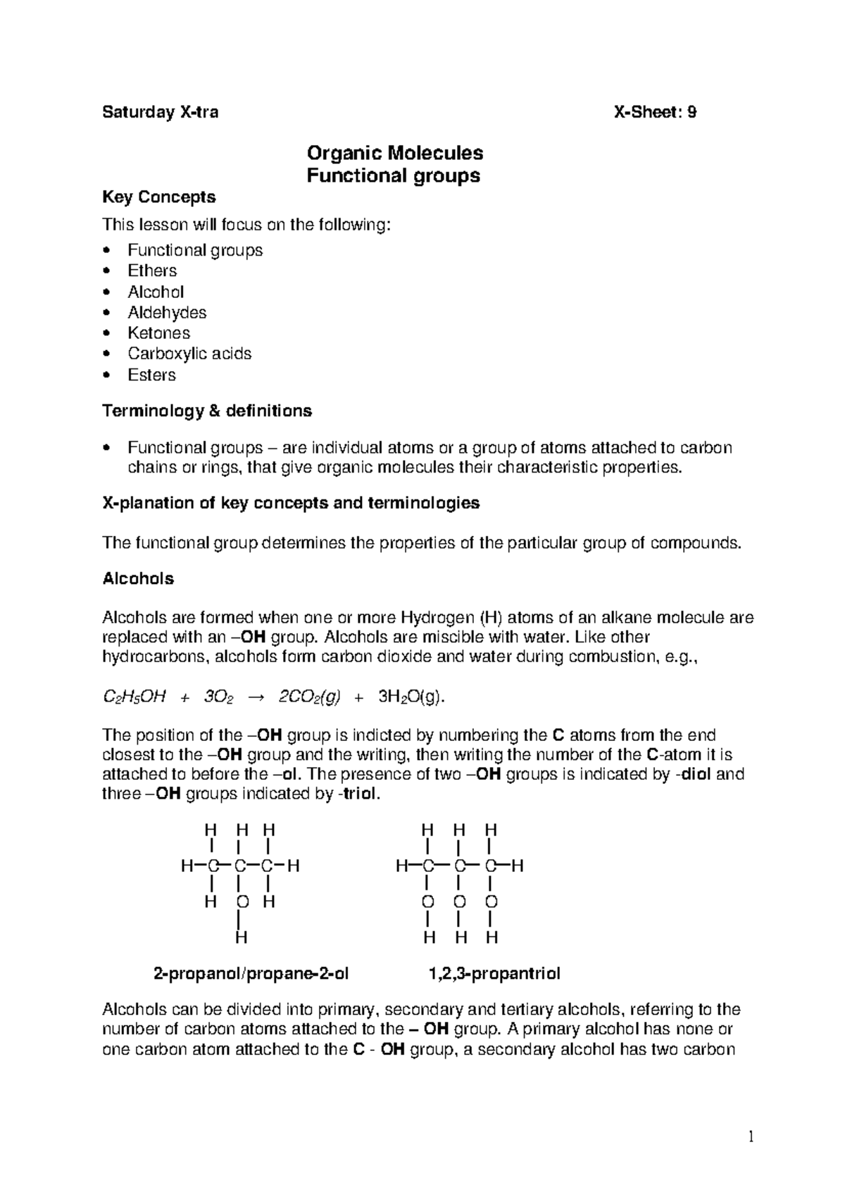 Functional groups - Grade 12 PHYSICAL SCIENCES NOTES - Saturday X-tra X ...