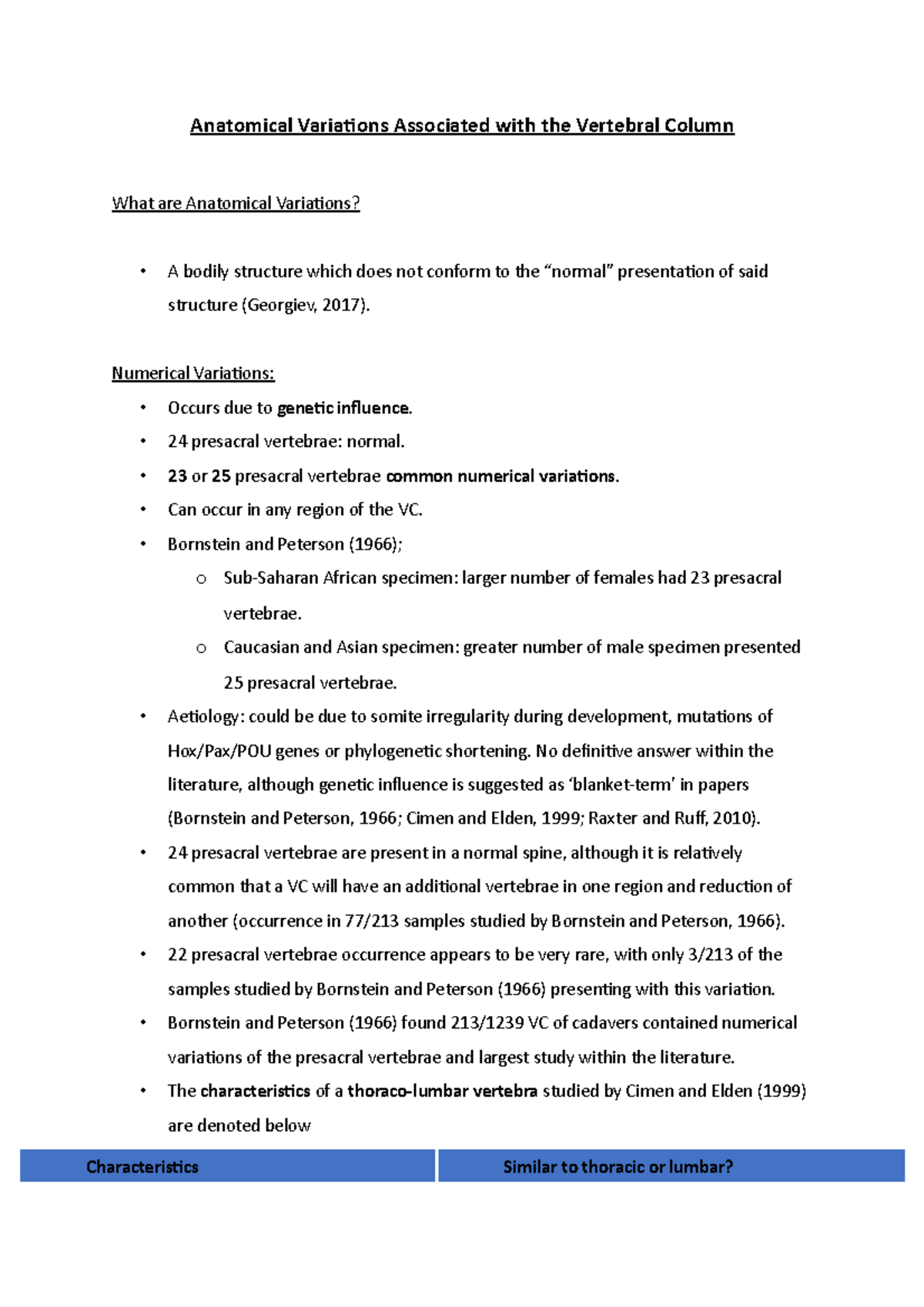 L7 - lecture 7 - Anatomical Variaions Associated with the Vertebral ...