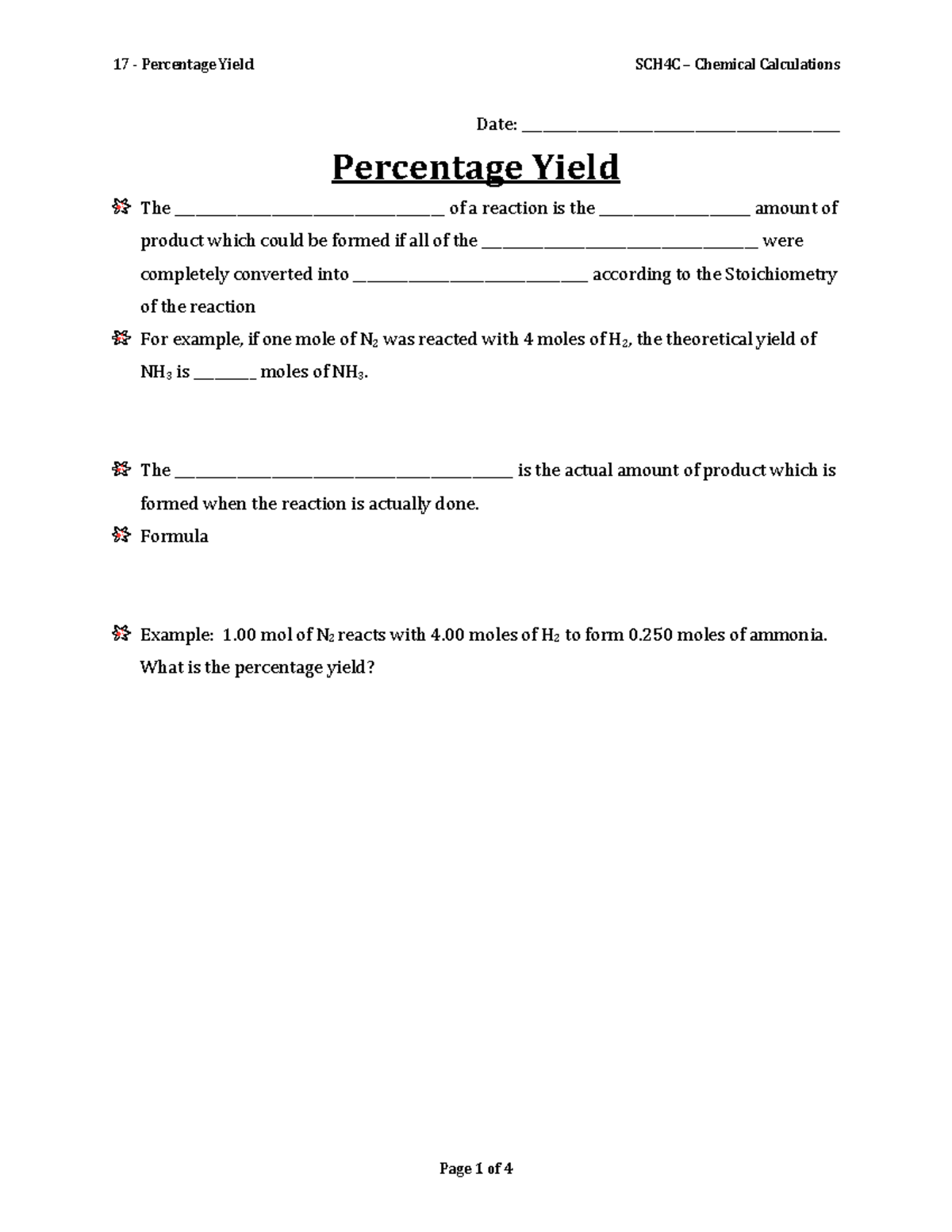 17 - Percentage Yield - Notes - Date ...