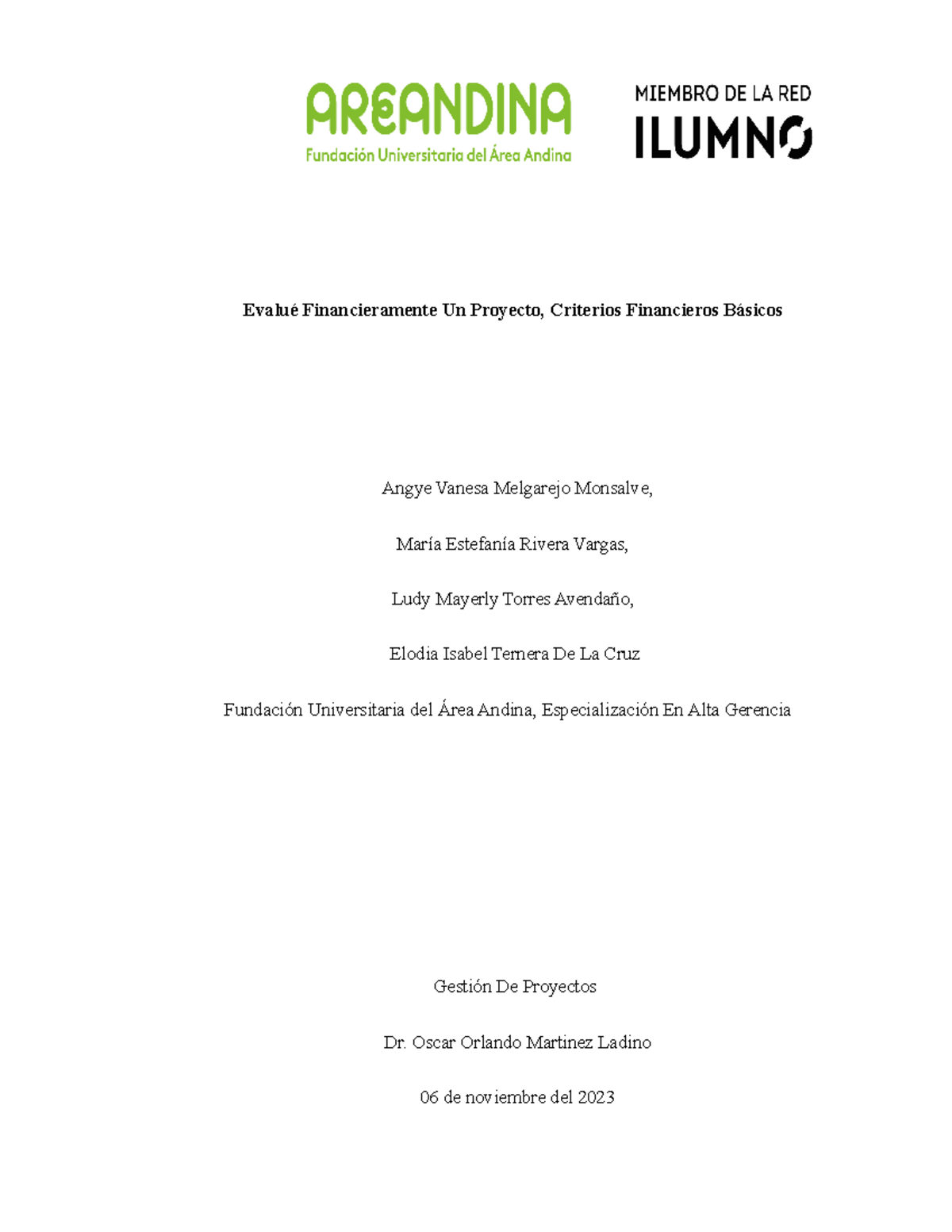 Gestión de proyectos eje3 Evalué Financieramente Un Proyecto, Criterios ...