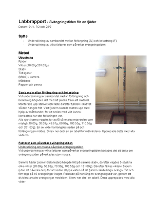 Fysik- Laboration Densitet - Labbrapport densitet Syfte Att beräkna ...