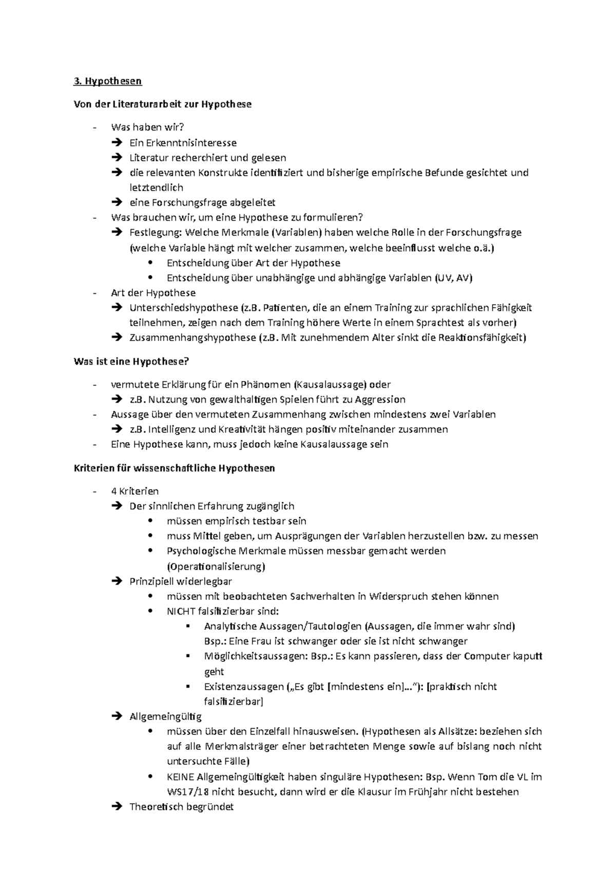 Teildisziplinen + Hypothesen - Hypothesen Von der Literaturarbeit zur ...
