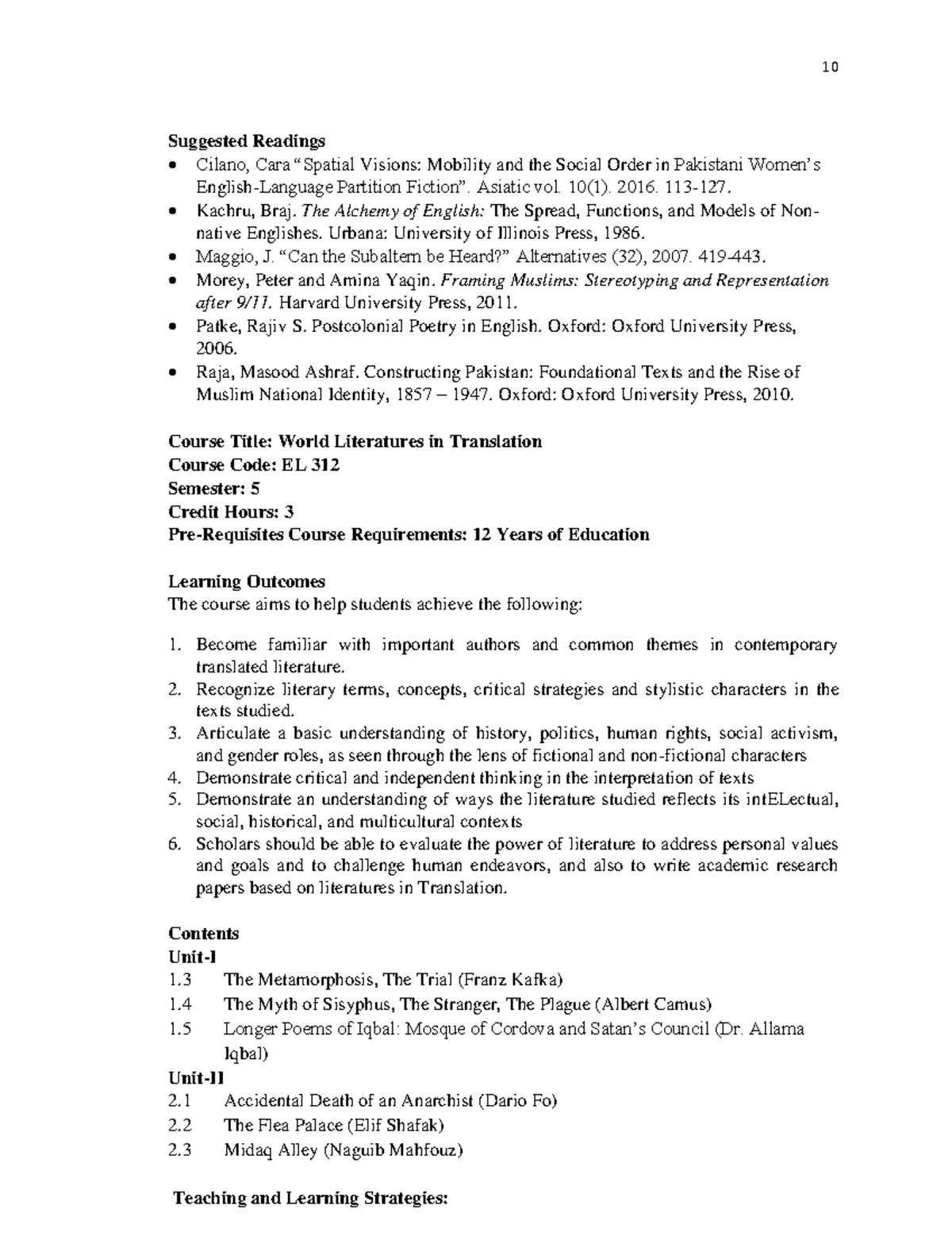 World literature in translation - 10 Suggested Readings Cilano, Cara ...