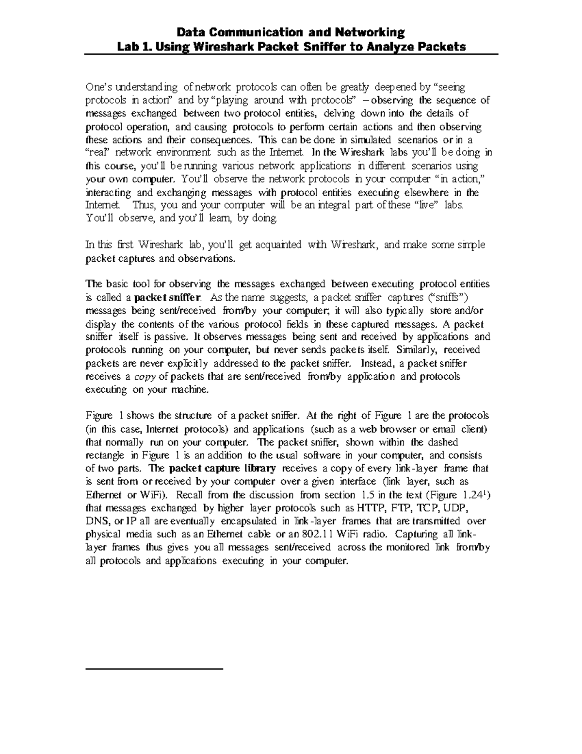 Lab1 Wireshark Intro Ones Understanding Of Network Protocols Can Often Be Greatly Deepened By