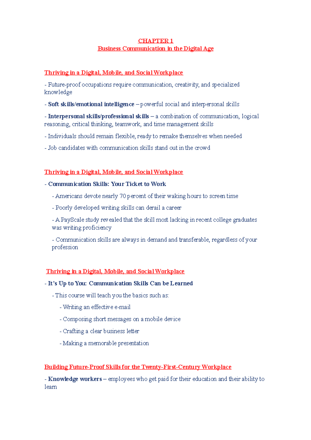 Chapter 1 - Class Lecture - CHAPTER 1 Business Communication in the ...