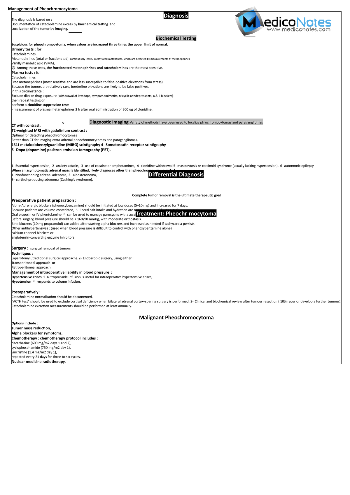 Diagnosis of phemochromocytoma - The diagnosis is based on ...
