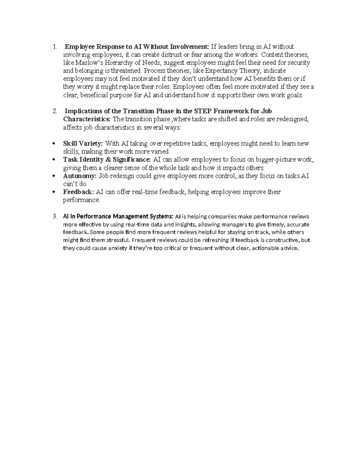 Employee Response to AI Without Involvement - 1. Employee Response to ...